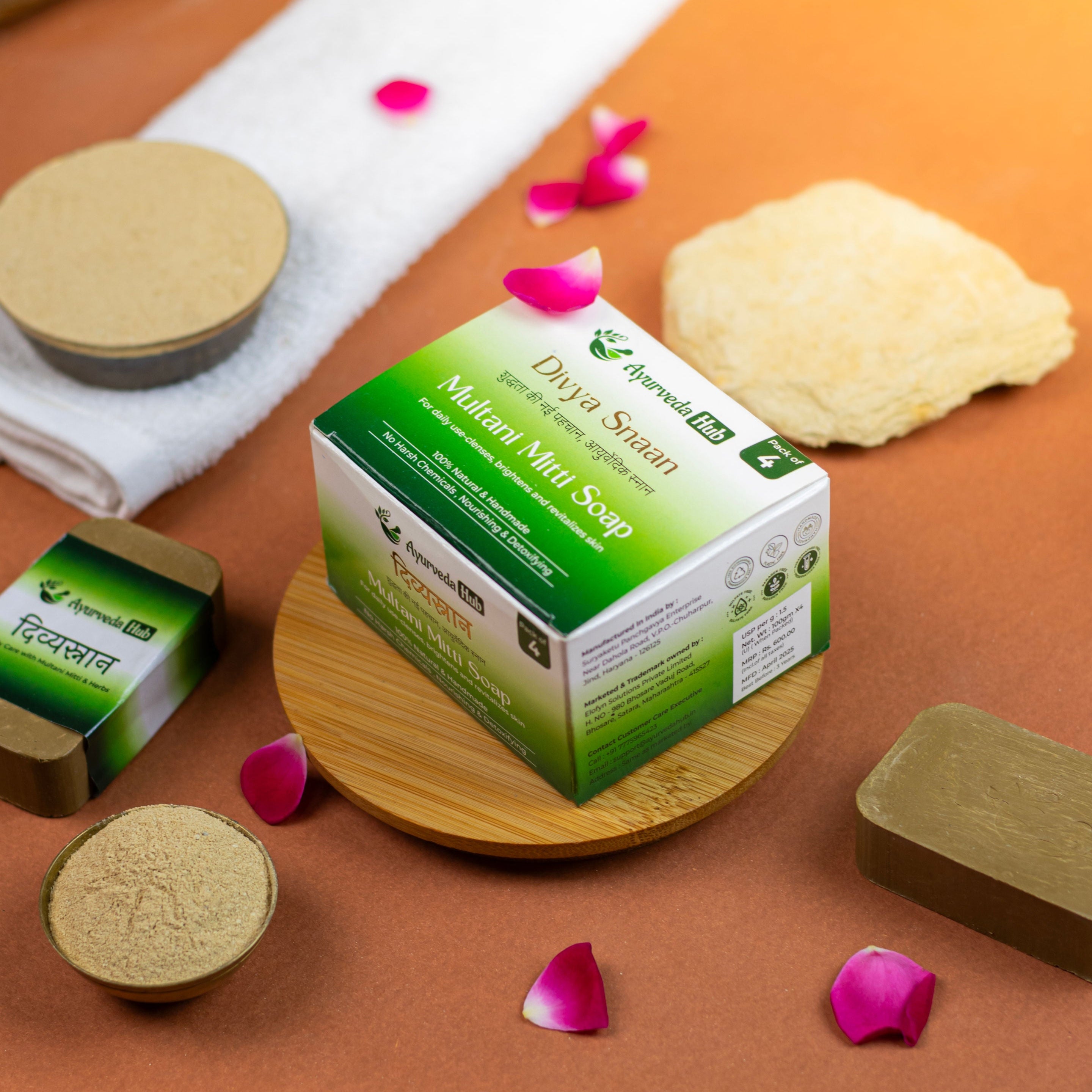 Divya Snaan Multani Mitti Ubtan Soap (100g Pack of 4) – Ayurveda Hub